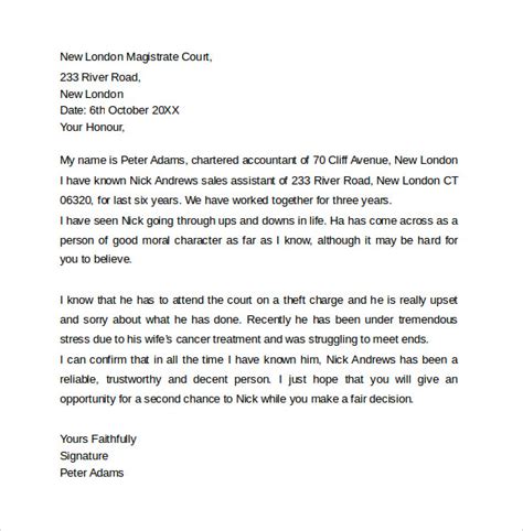 Character Letter To Judge Samples