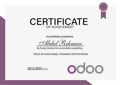 I Am Pleased To Have Successfully Completed The Training Session On Odoo… Abdul Rehman