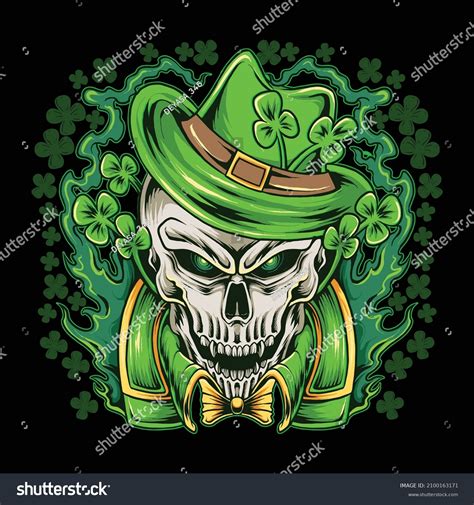 St Patricks Day Skull Image Wearing Stock Vector Royalty Free