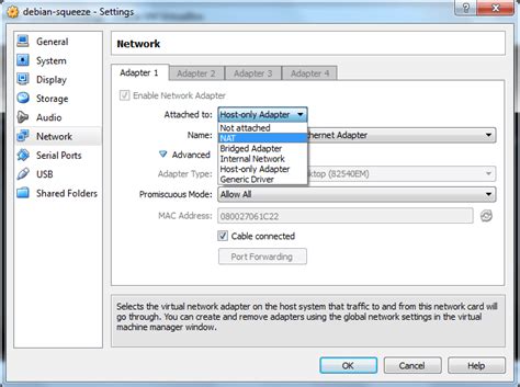perbedaan nat bridge host only di virtual box network adapter