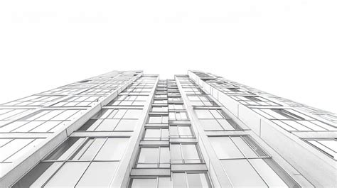 City Building One Point Perspective In White Background Premium Ai