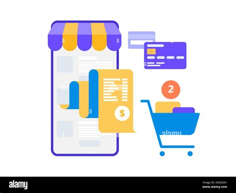 Electronic Bill Payment Flat Vector Concept Of Mobile Payment Shoping