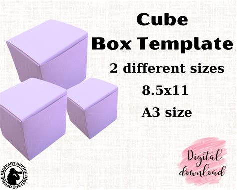Editable Cube Box Template Easy Cube Template Canva Editable Cube Box Etsy