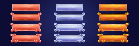 중세 게임 메뉴 프레임 Ui 요소 버튼 무료 벡터