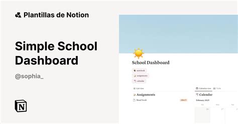 Plantilla Simple School Dashboard Notion Marketplace