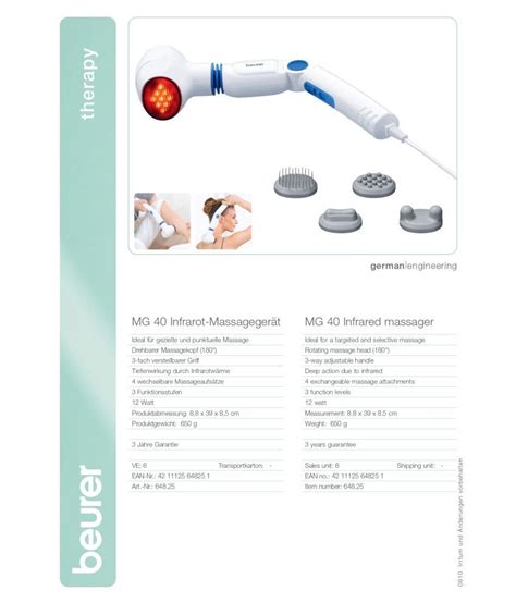 Beurer Mg 40 Infrared Massager With Rotating Head White Buy Beurer