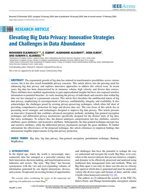 Elevating Big Data Privacy Innovative Strategies And Challenges In Data Abundance Pdf