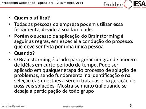 Processos Decisórios Apostila 1 2 Bimestre 2011 Profa Josy Júdice