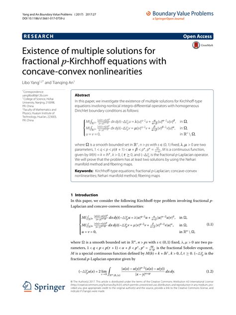 Pdf Existence Of Multiple Solutions For Fractional P Kirchhoff