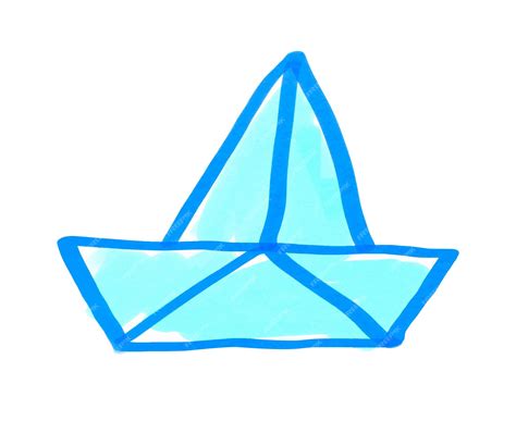 Dibujo Infantil De Un Barco De Papel Vector Premium