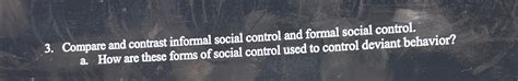 Solved Compare And Contrast Informal Social Control And Chegg