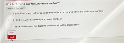 Solved Which Of The Following Statements Are True Select All Chegg