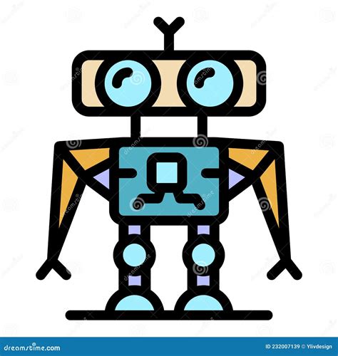 Vector De Esquema De Color De Icono De Soldado Robot Stock De