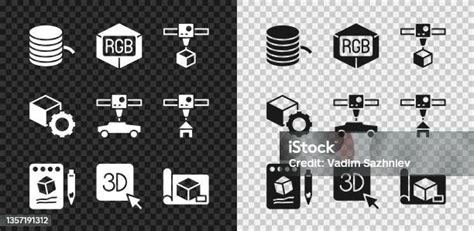 3d 프린터 Rgb 및 Cmyk 색상 혼합 큐브 종이 스케치 그래프 엔지니어링 Isometric 및 자동차 아이콘에 대한 필라멘트를 설정합니다 벡터 3차원 형태에 대한 스톡