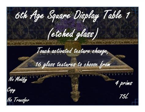 Second Life Marketplace 6th Age Square Display Table 1