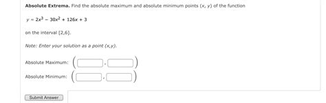 solved absolute extrema find the absolute maximum and