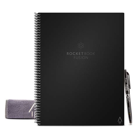 Rocketbook Fusion Smart Reusable Spiral Notebook Black Letter Size Eco Friendly Notebook 8 5
