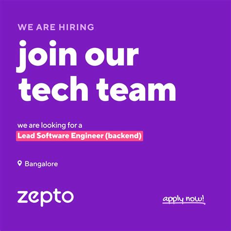 Were Hiring For Lead Software Engineer Backend At Zepto Location