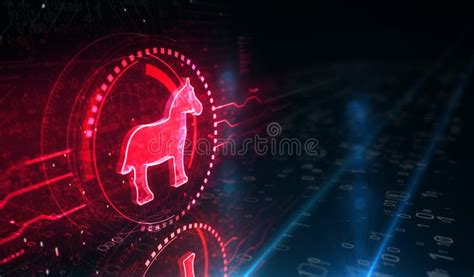 trojan virus cyber crime symbol digital concept 3d illustration stock