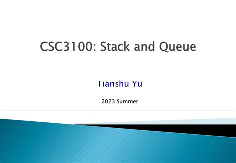 Lec Stack And Queue Data Structure Tianshu Yu Summer Stack