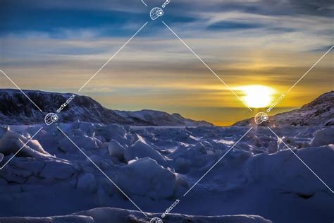 Broken Ice At Sunset Arcticstock
