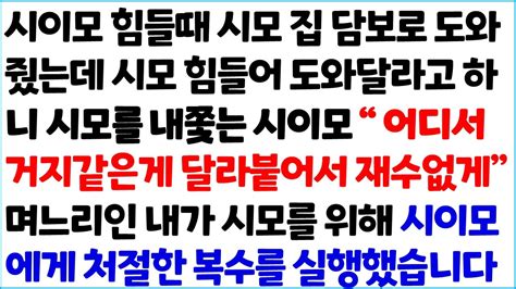 반전사이다사연 시이모 힘들때 시모 집 담보로 도와줬는데 시모 힘들어 도와달라고 하니 시모를 내쫓은 시이모 어디서 거지같은게 달라붙어서 라디오드라마사연라디오신청