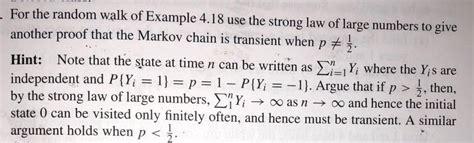 Solved For The Random Walk Of Example Use The Strong Chegg