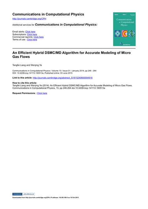 Pdf An Efficient Hybrid Dsmcmd Algorithm For Accurate Modeling Of Micro Gas Flows