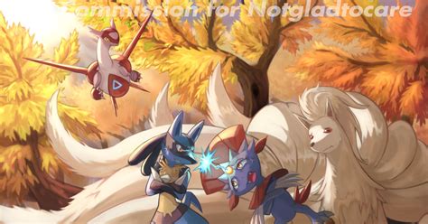 Pokémon Ninetales Lucario Commission Pixiv