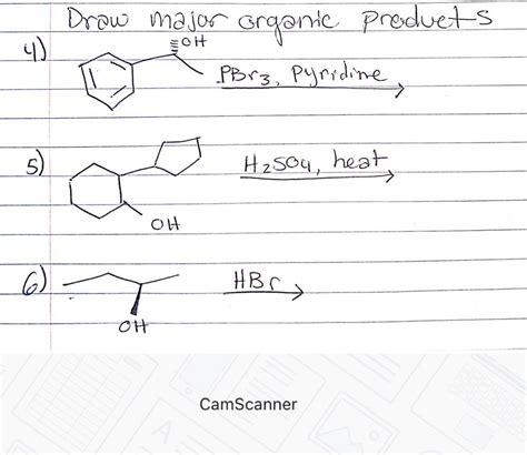 Solved 4 Draw Major Organie Preduets Pbr3 Pyridine 5 Hz