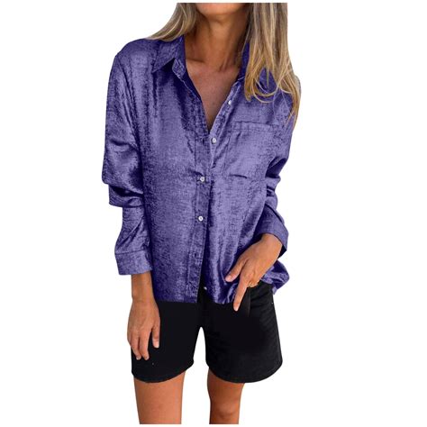 Aherbiu Plus Size Tops For Women Button Down Shirts Long Sleeve Vintage
