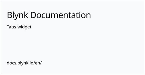 Tabs Widget Blynk Documentation