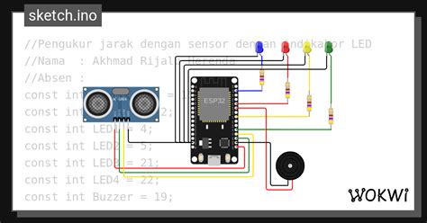 Pengukuran Jarak Dengan Indikator Led Wokwi Esp32 Stm32 Arduino Simulator