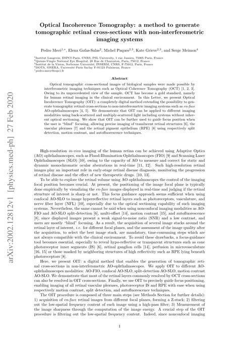 Pdf Optical Incoherence Tomography A Method To Generate Tomographic