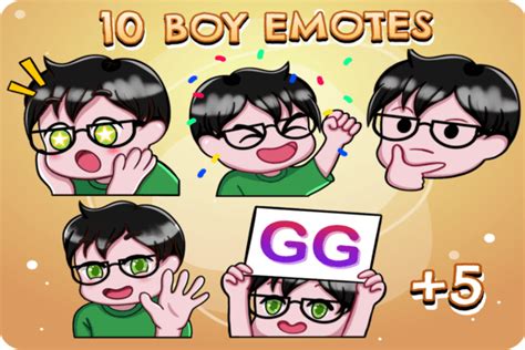 Male Twitch Emote Black Hair Glasses Graphic By Fromporto · Creative