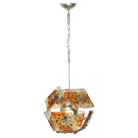 Clear Oval Glass Disk Pendant Light Mazzega At 1stdibs