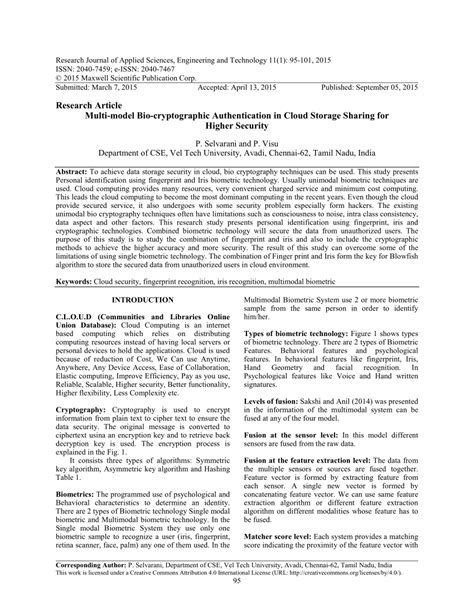 Pdf Multi Model Bio Cryptographic Authentication In Cloud Storage Sharing For Higher Security