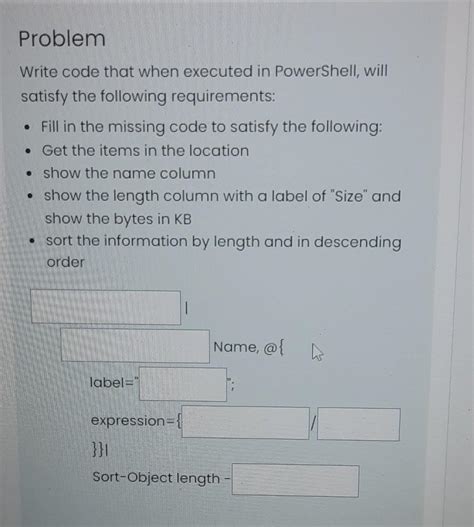 Solved Problem Write Code That When Executed In Powershell Chegg