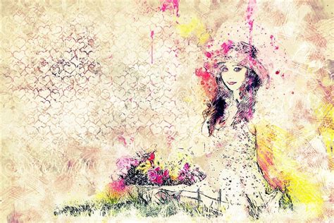 Download Girl Sitting Flowers Royalty Free Stock Illustration Image