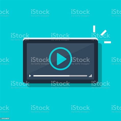 태블릿이나 스마트폰 화면에 비디오 플레이어 아이콘입니다 플랫 만화 미디어 플레이어 기호 격리 된 이미지입니다 벡터 일러스트입니다 놀기에 대한 스톡 벡터 아트 및 기타 이미지