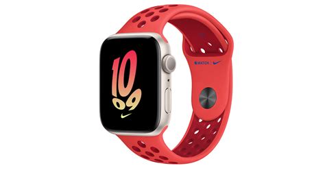 购买 Apple Watch Se Gps；44 毫米星光色铝金属表壳；亮深红配健身红色 Nike 运动表带 Apple 中国大陆