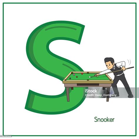 알파벳 문자 S 어퍼 케이스 또는 어린이 학습 연습 Abc에 대한 자본 편지와 스누커의 벡터 그림 3차원 형태에 대한 스톡 벡터