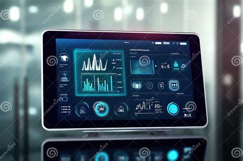 High-tech Control Panel Displaying Data Analytics in a Modern Workspace Setting Stock Photo ...