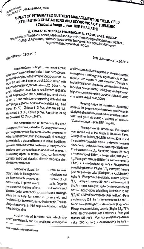 Pdf Effect Of Inm On Yield Yield Attributing Characters And