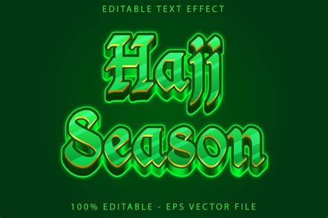 Premium Vector Hajj Season Editable Text Effect Neon Style