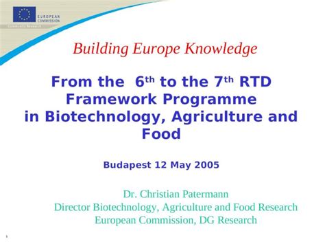 ppt 1 from the 6 th to the 7 th rtd framework programme in