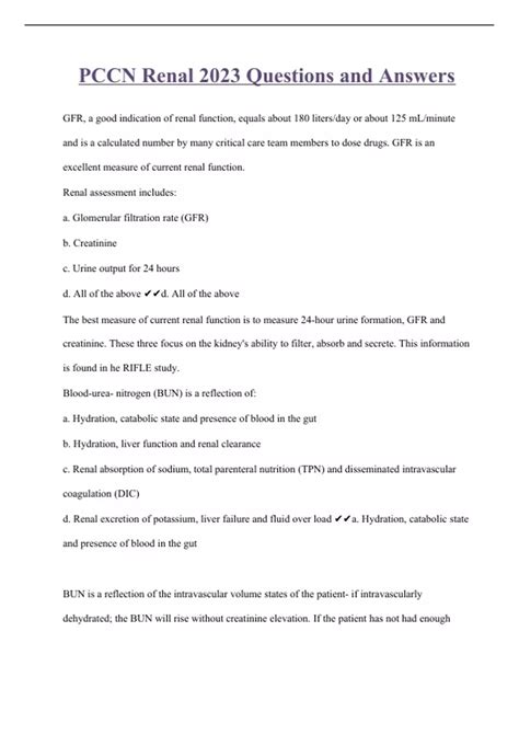 pccn renal 2023 questions and answers pccn stuvia us