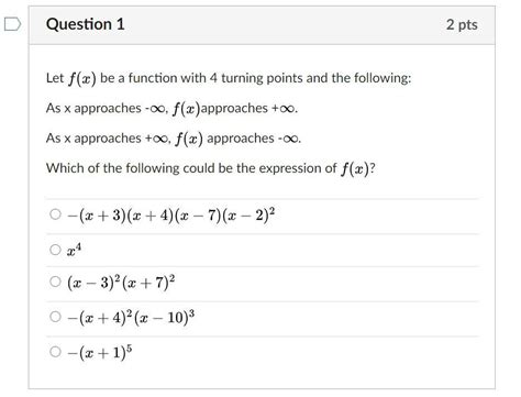 Solved Question 1 2 Pts Let F X Be A Function With 4 Chegg Com