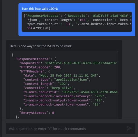 Thats Really Helpful I Took A Python Dictionary And Amazon Q Turned It Into Valid And