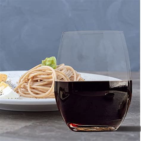 Season Story Crystal Stemless Wine Glasses Set Of 4 15 Oz Red Wine